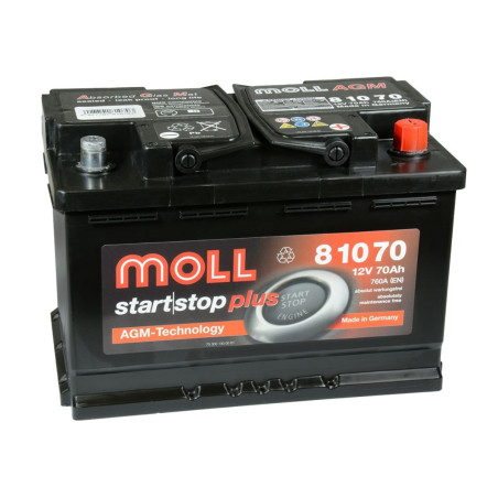 Akumulator Moll Plus AGM 12V 70Ah 760A P+ 81070 - Auto Gigant